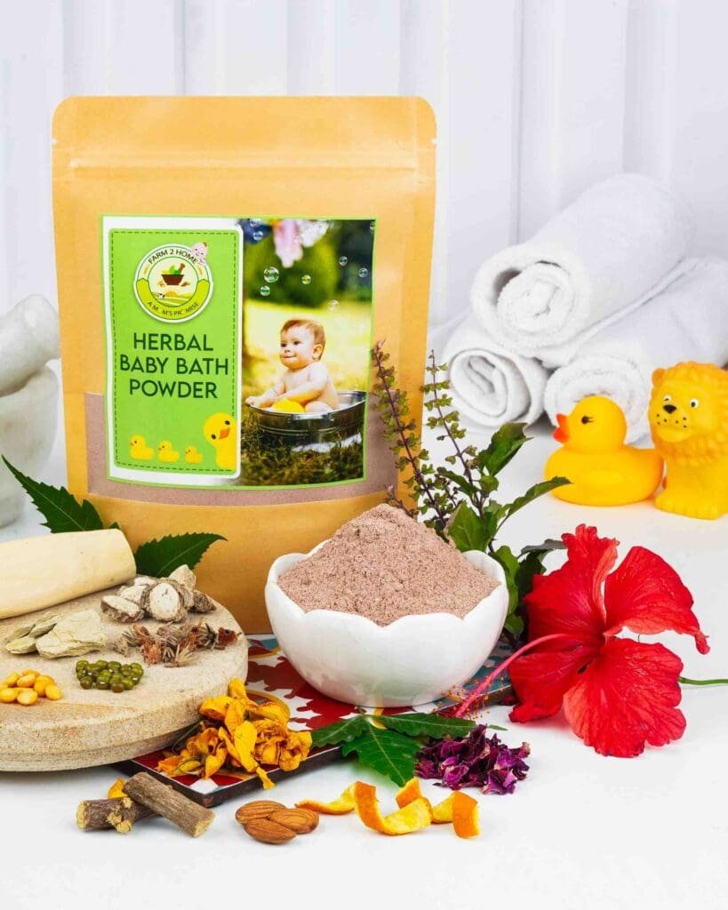 HERBAL BABY BATH POWDER (FOR BABIES & MEN) (150g) - Farm 2 Home