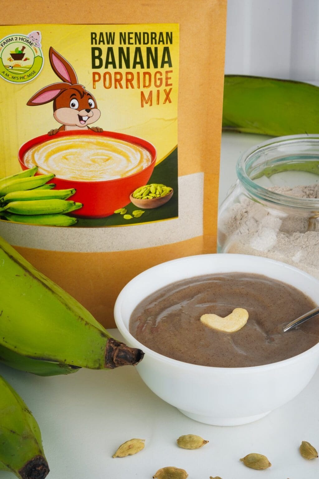 RAW NENDRAN BANANA PORRIDGE MIX(6 Months+) (250g) - Farm 2 Home