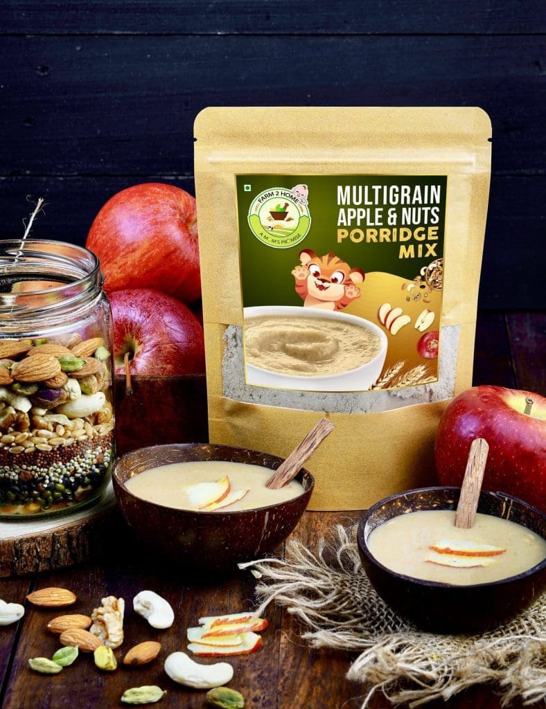 MULTIGRAIN APPLE NUTS PORRIDGE MIX (8 Months+) (250g) - Farm 2 Home