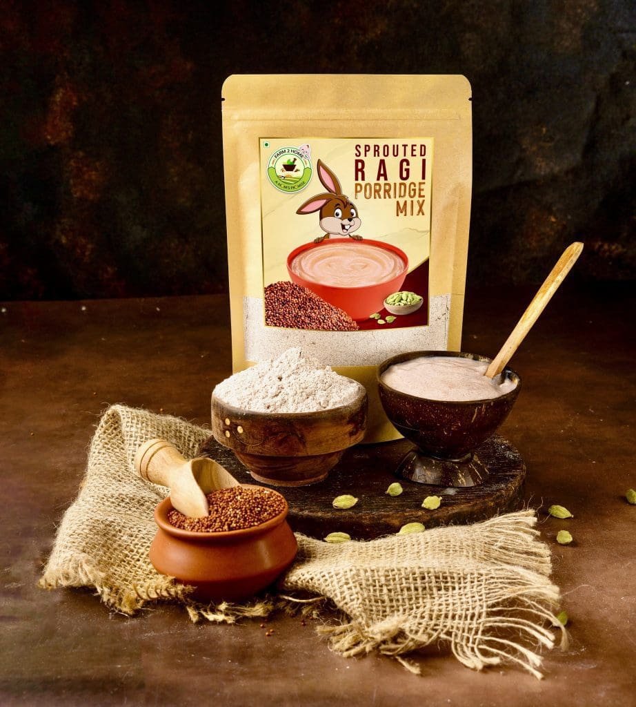 SPROUTED RAGI PORRIDGE MIX(6 Months+) (250g) | Farm 2 Home