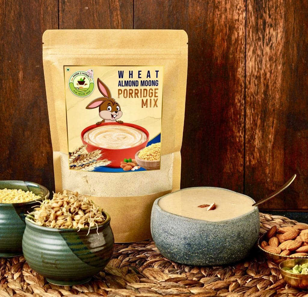 WHEAT ALMOND MOONG PORRIDGE MIX(7 Months+) (250g) - Farm 2 Home