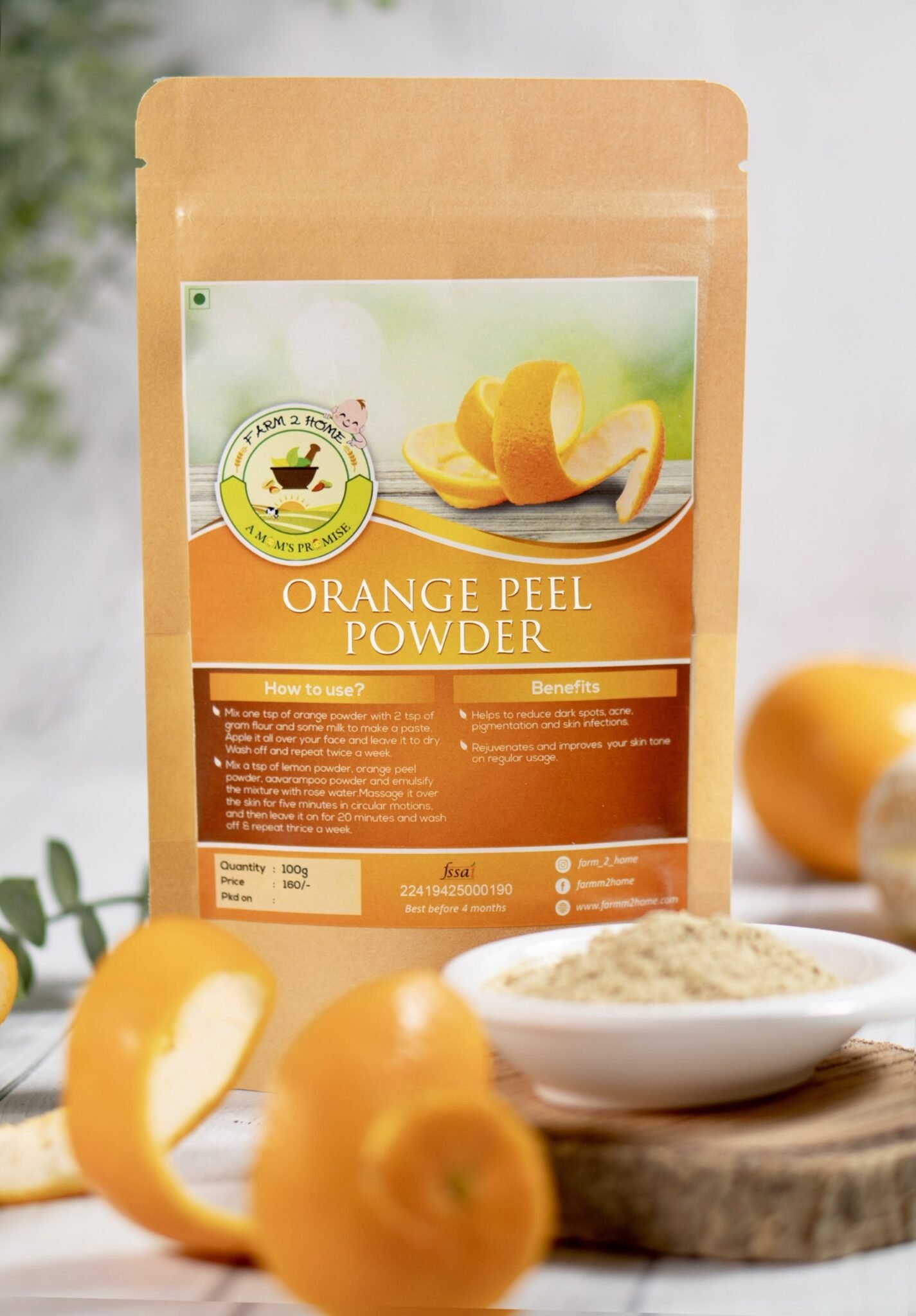 ORANGE PEEL POWDER (100g) - Farm 2 Home