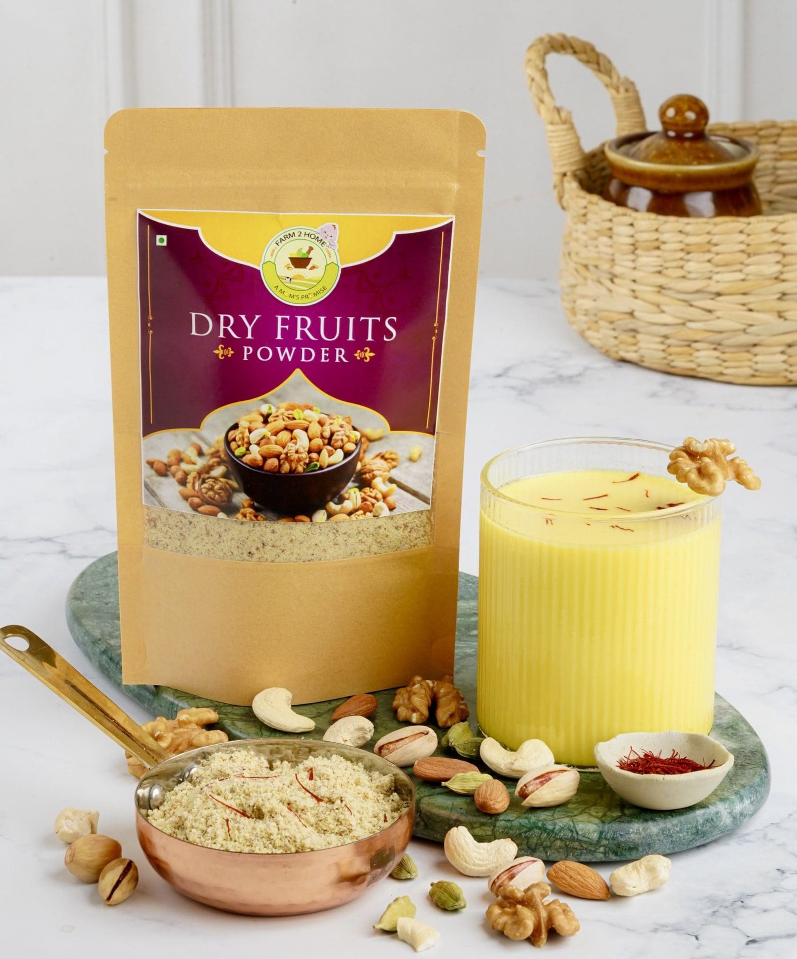 DRY FRUITS POWDER MIX / MIXED NUTS POWDER (100g) - Farm 2 Home