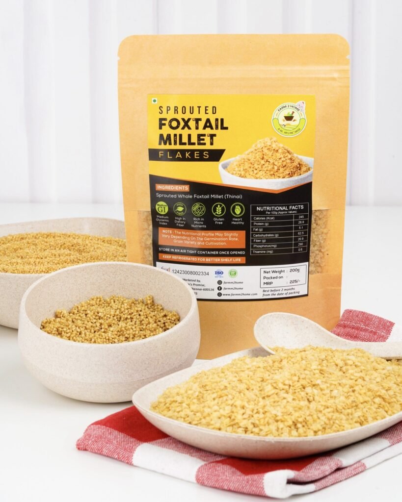 SPROUTED FOXTAIL MILLET / THINAI FLAKES (250g) - Farm 2 Home
