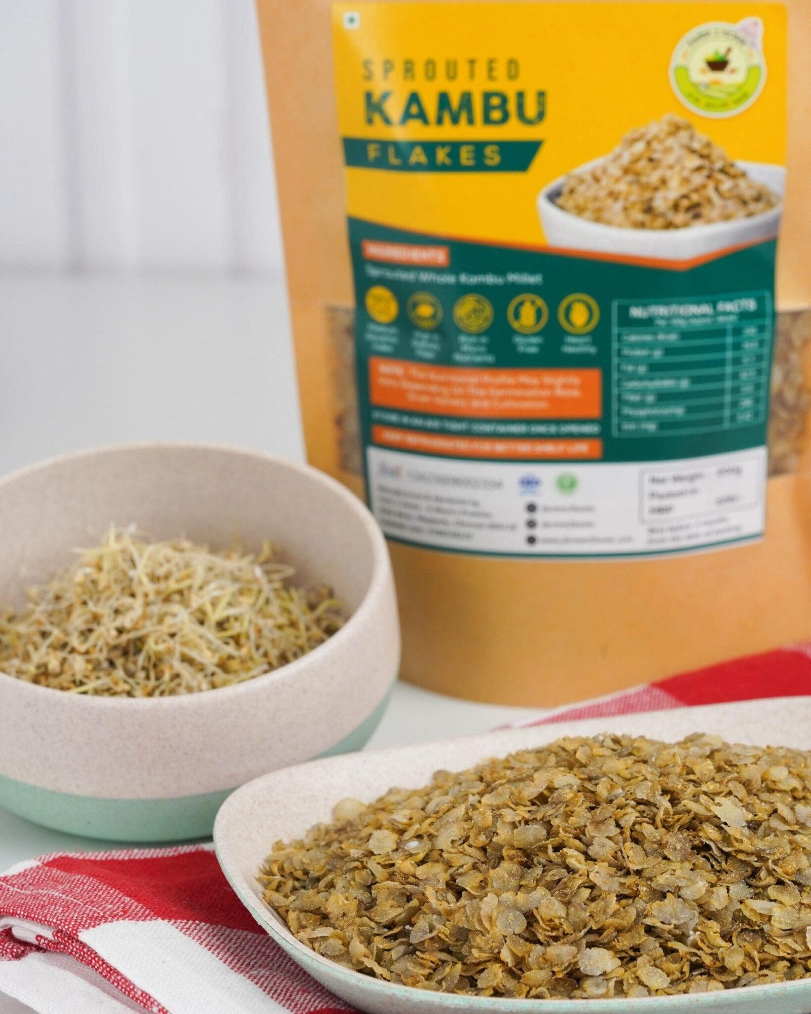 SPROUTED KAMBU / PEARL MILLET FLAKES (250g) - Farm 2 Home