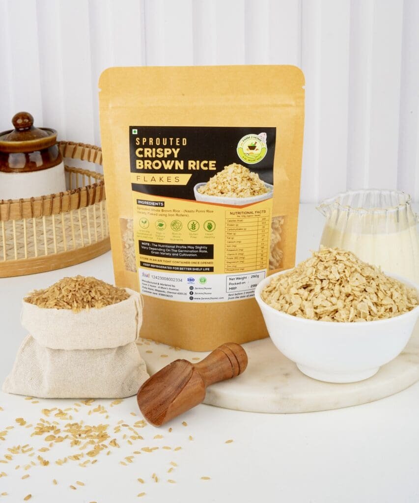 SPROUTED CRISPY BROWN RICE FLAKES (250g) - Farm 2 Home